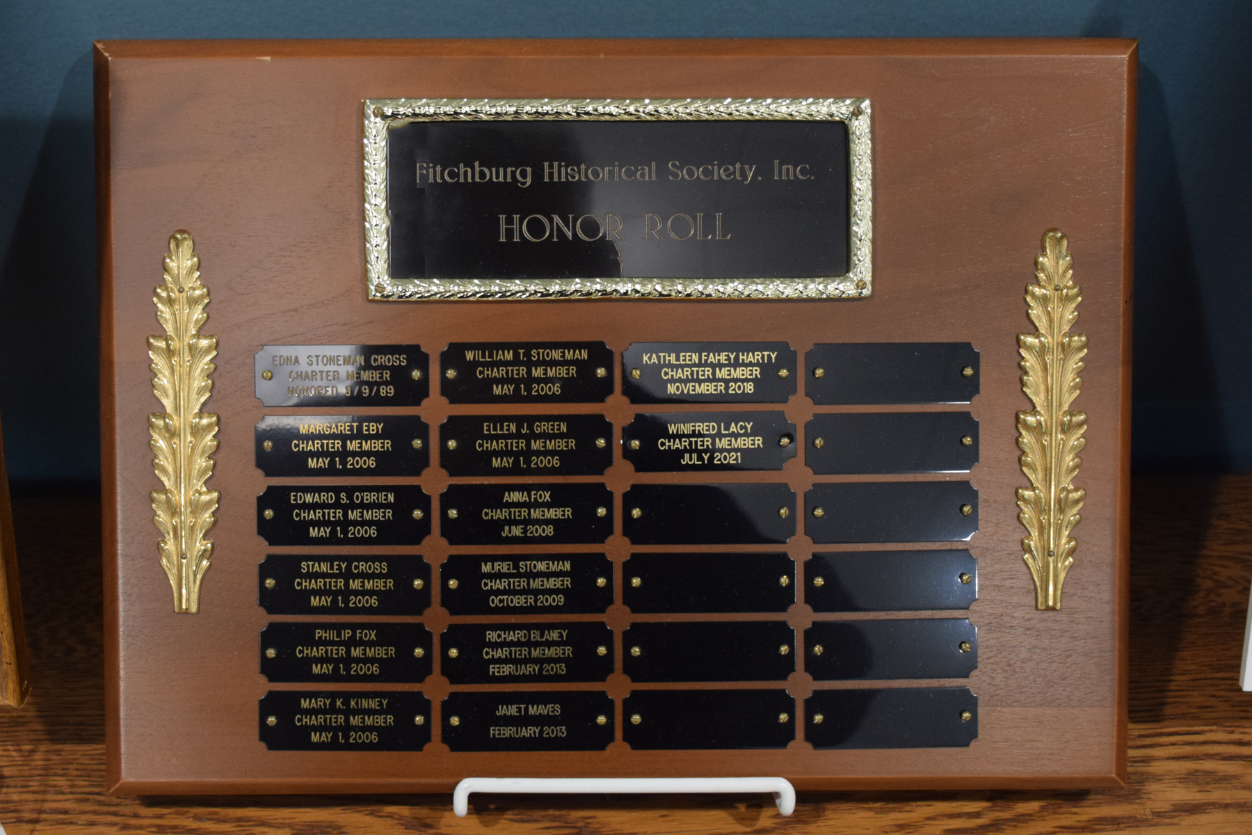 Updated FHS Board of Directors Honor Plaque | Fitchburg Historical Society